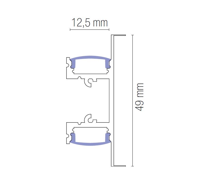 Profilo Alluminio Nero 2 Metri Da Parete Per Strip Led Doppia Emissione ...