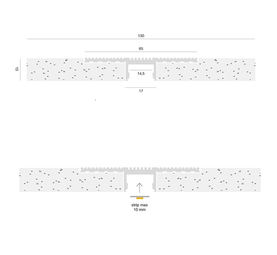Profilo Da Incasso 2m Per Strip Led 10mm Pannello Cartongesso Carrara M ...