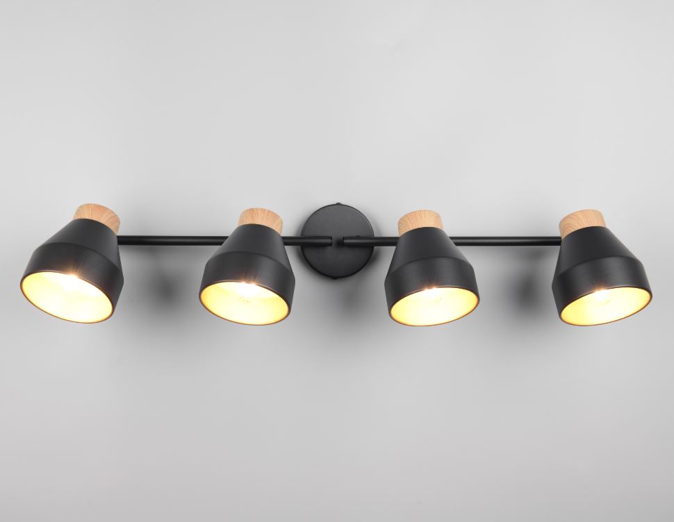 Lampada Da Tetto Con Faretti Orientabili Bianco o Nero Dettaglio Legno ...