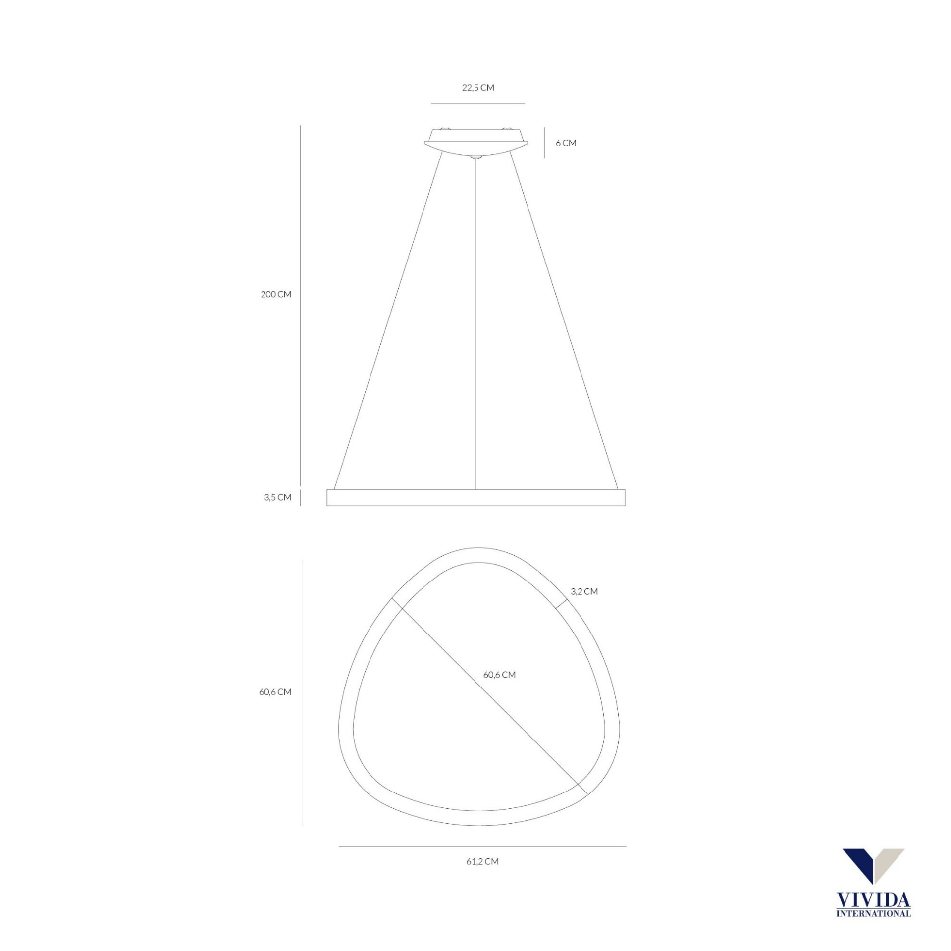 Lampadario Moderno Triangolare Bianco Lifering Led 48w 3000k 4000k ...