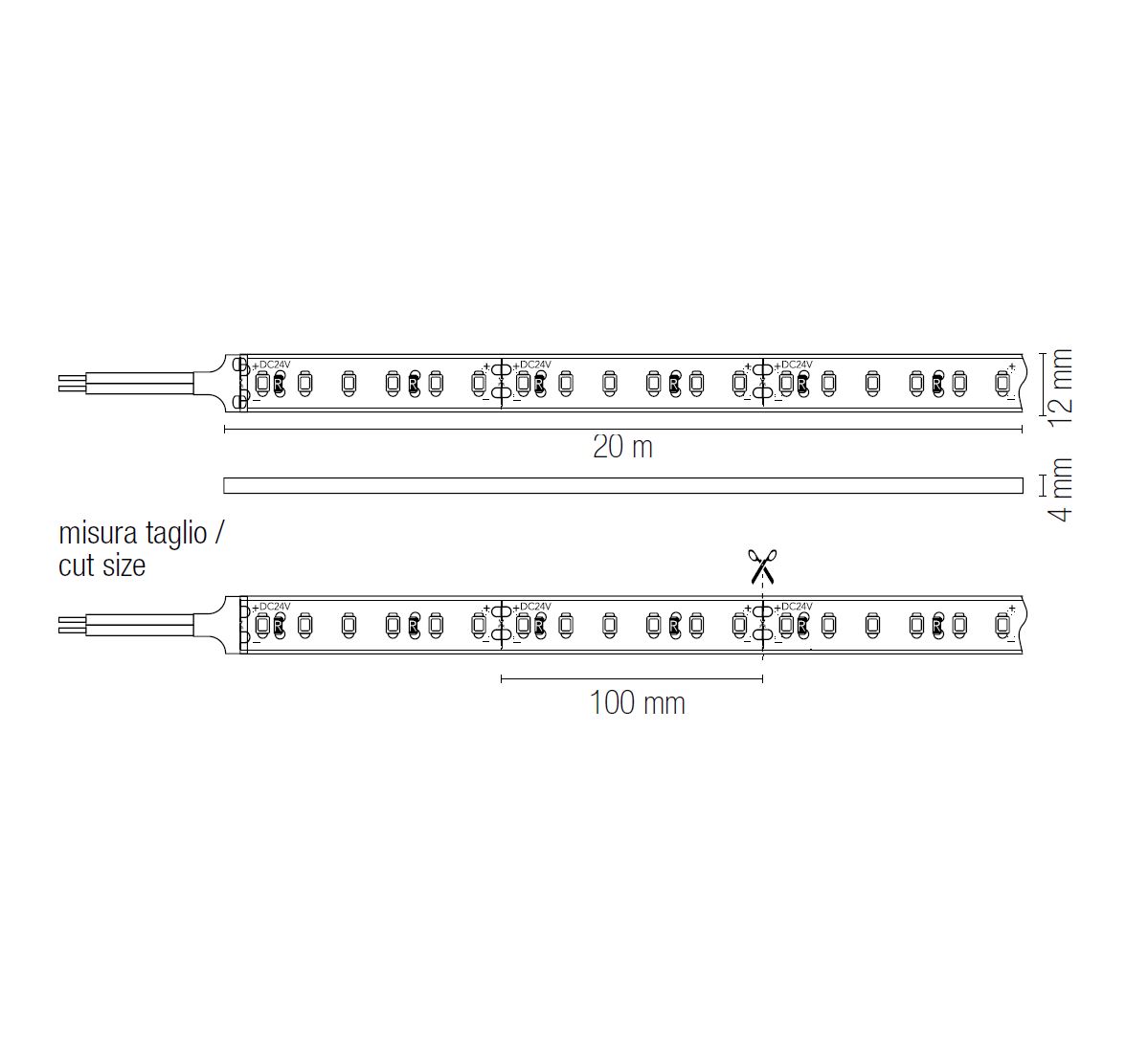 Strip Led 220V Da Interno Esterno 20 Metri 15w/m 120Led/m IP54 Intec Light